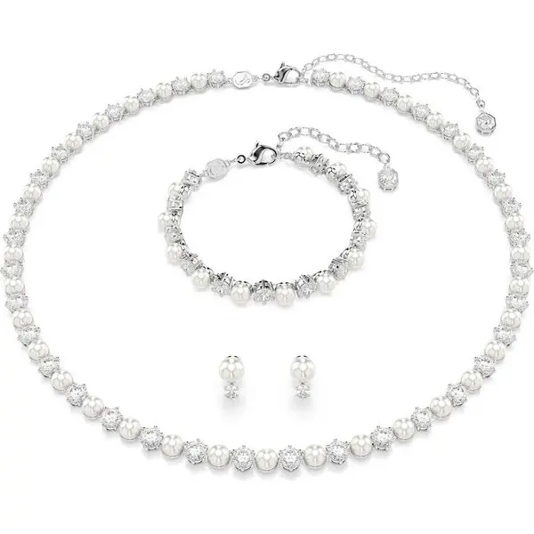 SWAROVSKI Matrix Faux Pearl & Crystal Jewelry Set - Silver/white