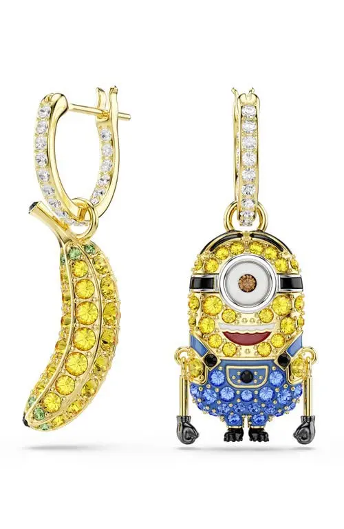SWAROVSKI Minions® Stuart Banana Mismatched Crystal Hoop Earrings - Gold/multi