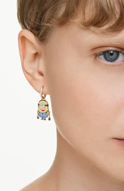 SWAROVSKI Minions® Stuart Banana Mismatched Crystal Hoop Earrings - Gold/multi
