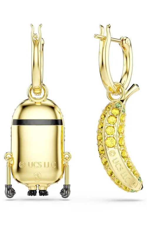 SWAROVSKI Minions® Stuart Banana Mismatched Crystal Hoop Earrings - Gold/multi