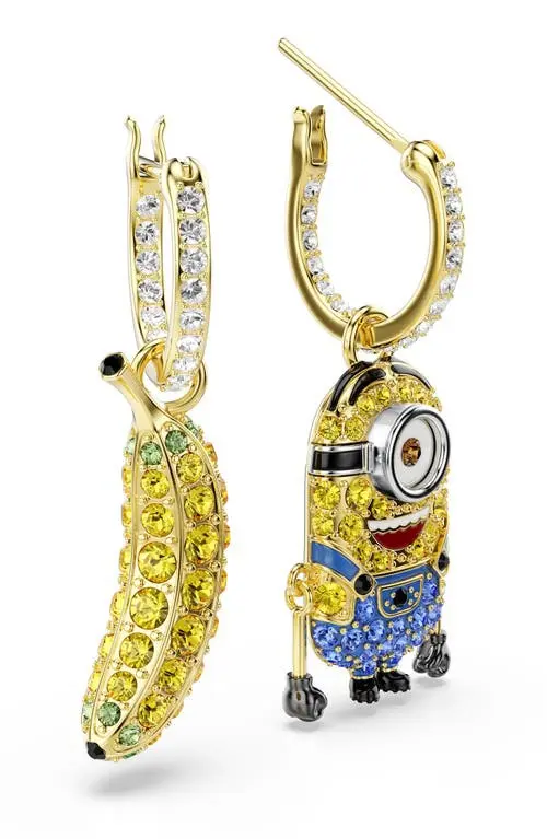 SWAROVSKI Minions® Stuart Banana Mismatched Crystal Hoop Earrings - Gold/multi