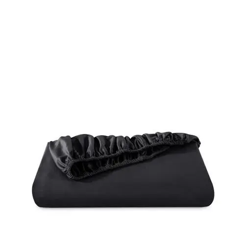BARE HOME 400 Thread Count Organic Cotton Sateen Fitted Sheet - Black