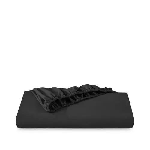 BARE HOME 100% Organic Cotton Percale Cooling Fitted Sheet - Black