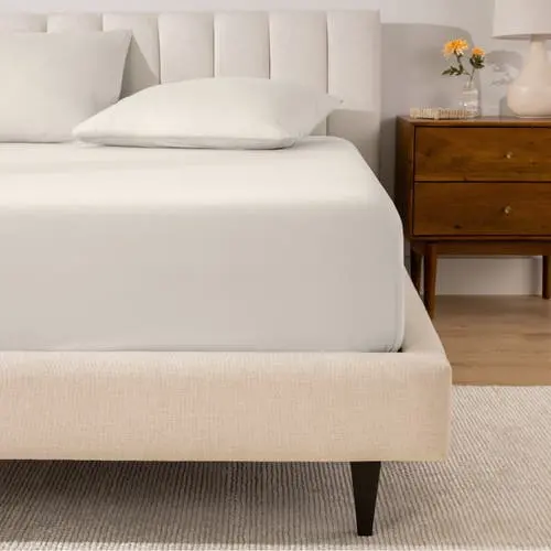 BARE HOME 100% Organic Cotton Percale Cooling Fitted Sheet - French Beige