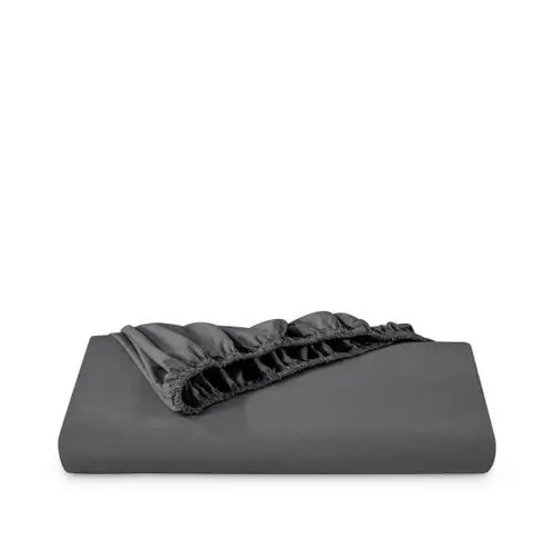 BARE HOME 100% Organic Cotton Percale Cooling Fitted Sheet - Grey