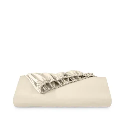 BARE HOME 100% Organic Cotton Percale Cooling Fitted Sheet - Sand