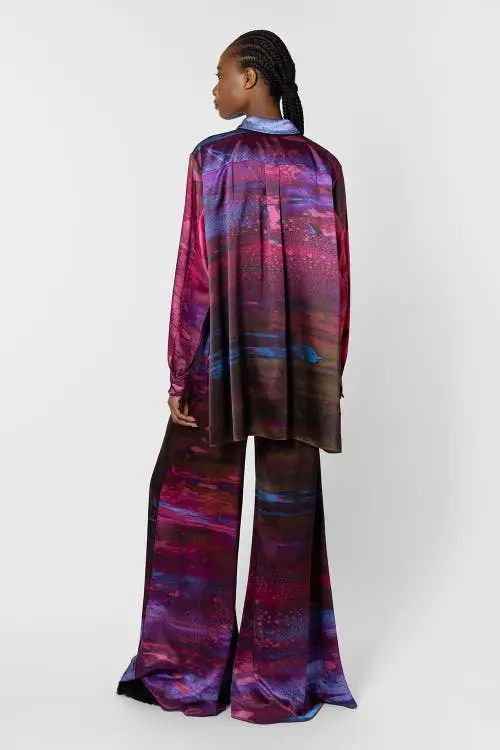 ROKSANDA Arneau Printed Silk Trousers - Brush Cassis/fushcia