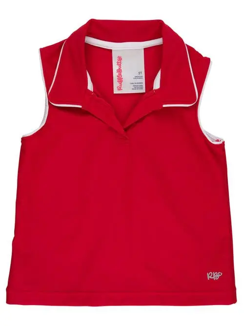 RUFFLEBUTTS Upf 50+ Sleeveless Active Polo Top - Red