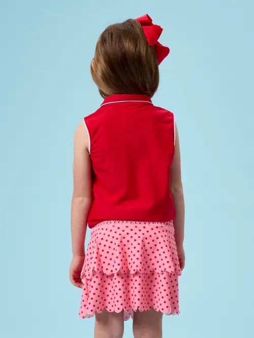 RUFFLEBUTTS Upf 50+ Sleeveless Active Polo Top - Red