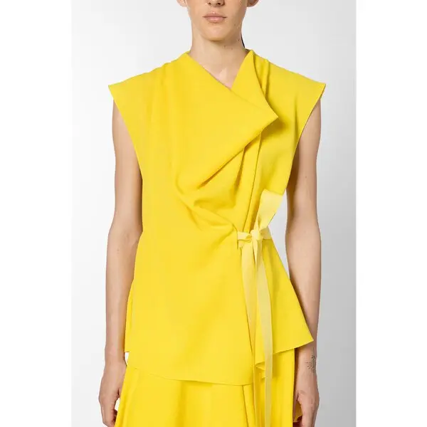 ROKSANDA Hica Crepe Draped Top - Jaune