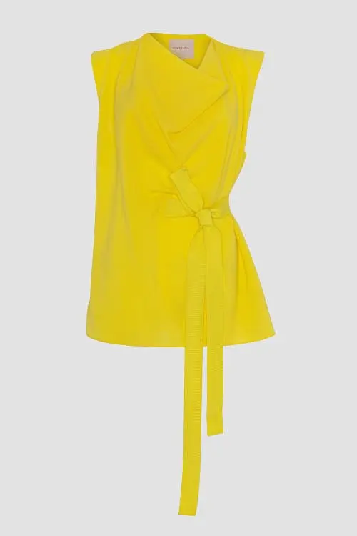 ROKSANDA Hica Crepe Draped Top - Jaune