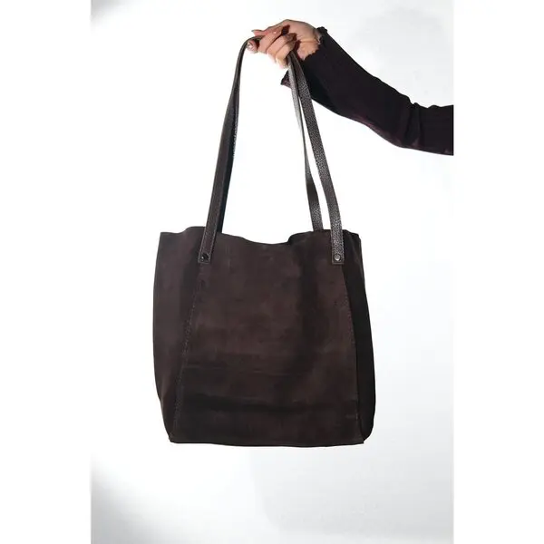 FOREVER & ALWAYS SHOES Tranzia Leather Shoulder Bag - Brown Suede