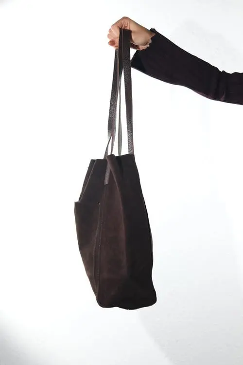 FOREVER & ALWAYS SHOES Tranzia Leather Shoulder Bag - Brown Suede