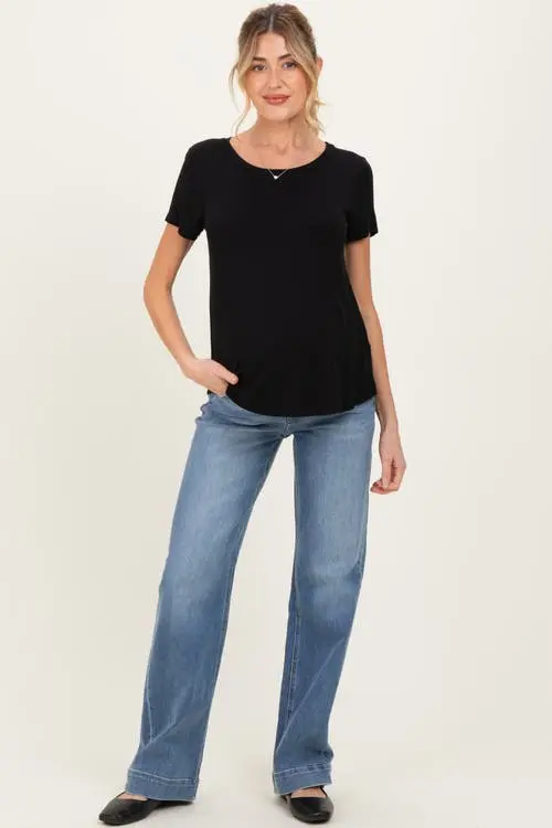 PINKBLUSH Wide Hem Straight Leg Maternity Jeans