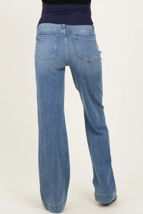 PINKBLUSH Wide Hem Straight Leg Maternity Jeans