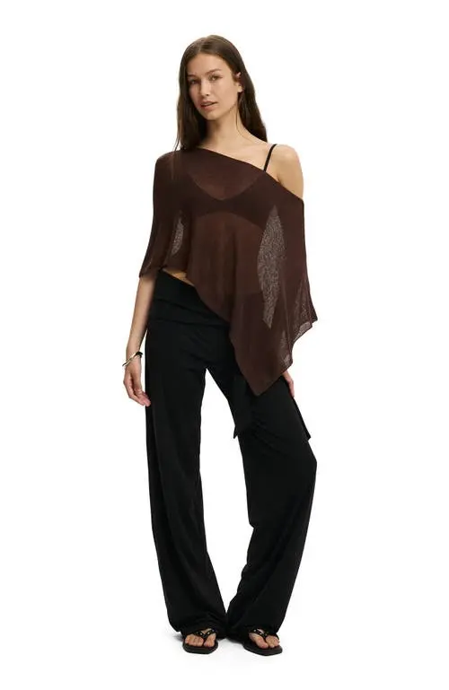 COTTON ON Sheer Knit Poncho - Dark Oak