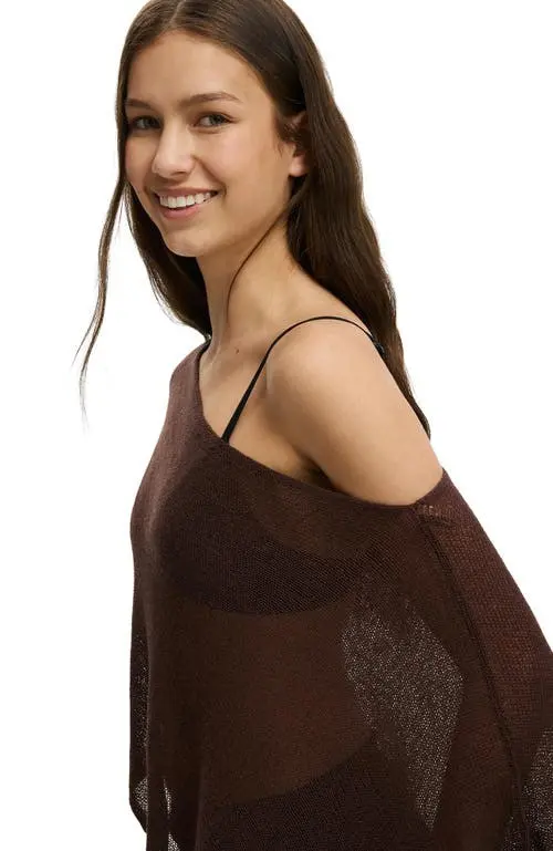 COTTON ON Sheer Knit Poncho - Dark Oak