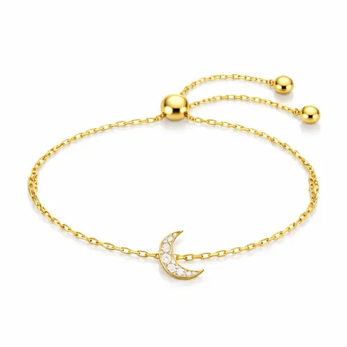 DONATELLO GIAN Crystal Moon Adjustable Bracelet - Gold