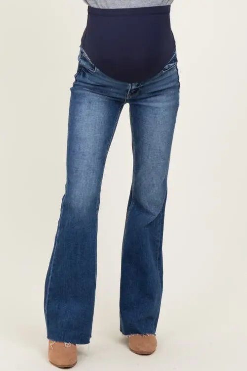 PINKBLUSH Raw Hem Maternity Flare Jeans