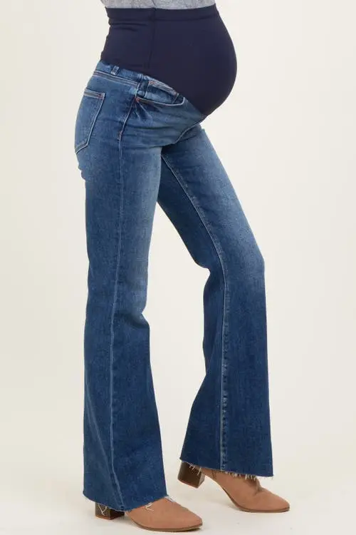 PINKBLUSH Raw Hem Maternity Flare Jeans