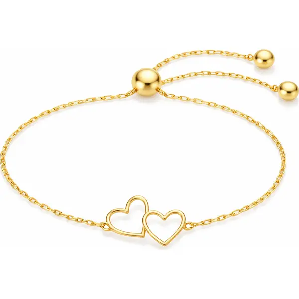 DONATELLO GIAN Double Heart Adjustable Bracelet - Gold