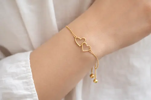 DONATELLO GIAN Double Heart Adjustable Bracelet