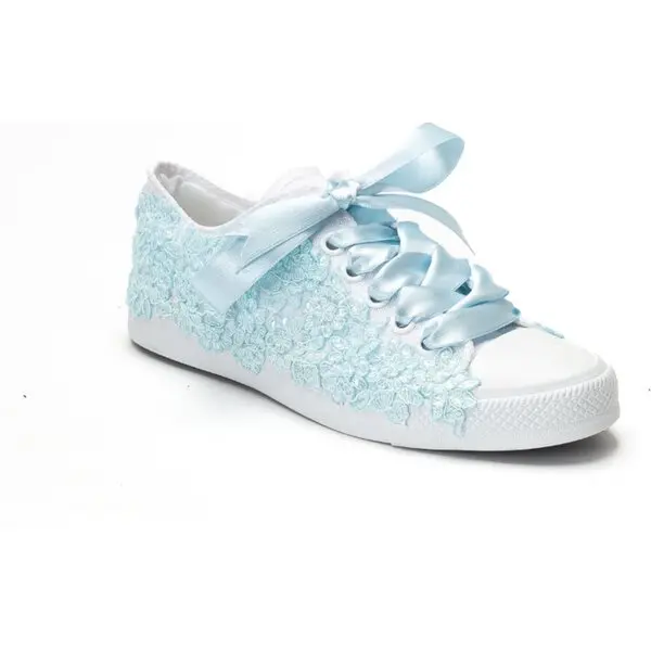 FOREVER & ALWAYS SHOES Azure Lace Bloom Bridal Sneaker - Ivory