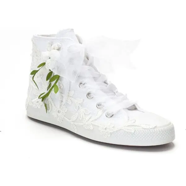 FOREVER & ALWAYS SHOES Sylvara Lace High-top Sneakers - Ivory