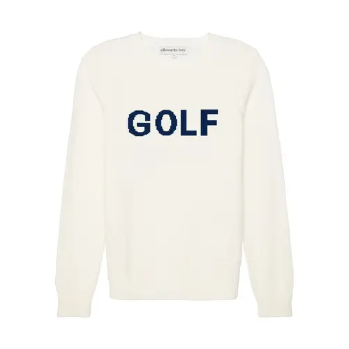 ELLSWORTH + IVEY Classic Golf Crewneck - Ivory/navy