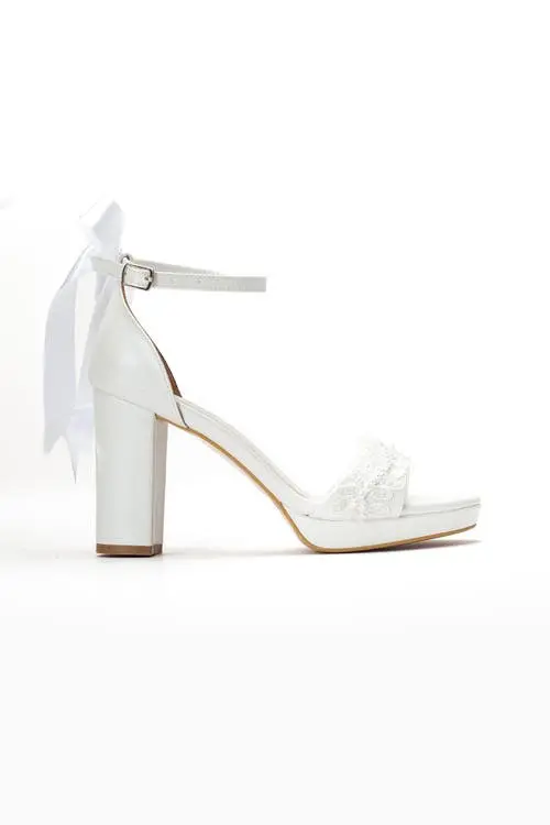 FOREVER & ALWAYS SHOES Vivienne Back Bow Wedding Heel
