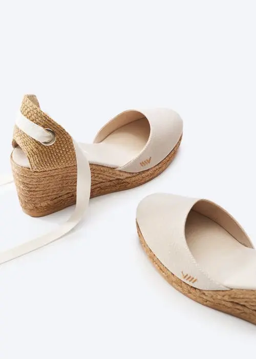 VISCATA Sagaro Canvas Espadrille Wedges - Beige