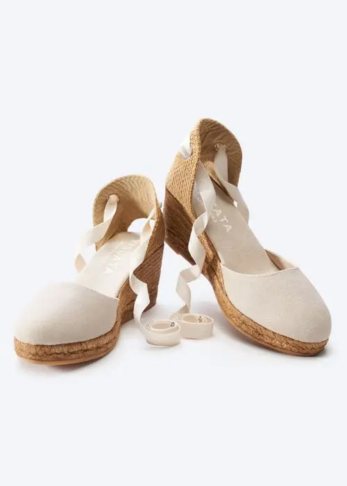 VISCATA Sagaro Canvas Espadrille Wedges - Beige