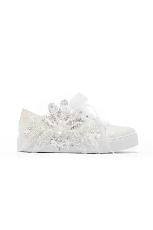 FOREVER & ALWAYS SHOES Lora Bridal Lace Up Sneakers