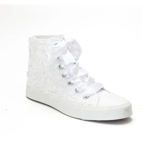 FOREVER & ALWAYS SHOES Isolde Lace High Top Bridal Sneaker