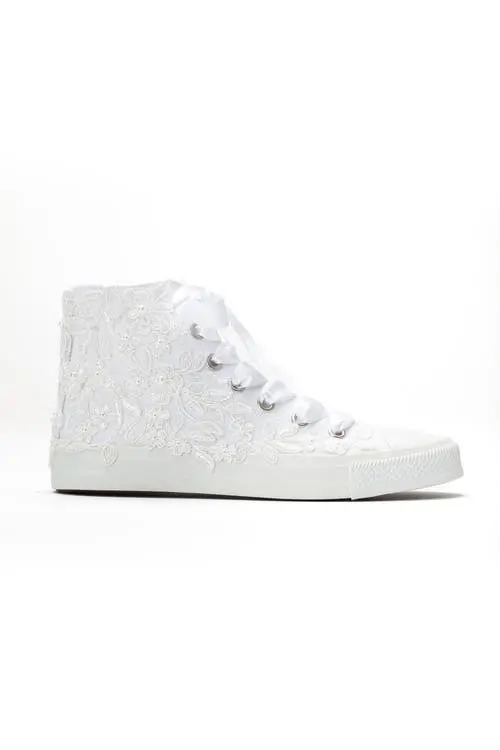 FOREVER & ALWAYS SHOES Isolde Lace High Top Bridal Sneaker