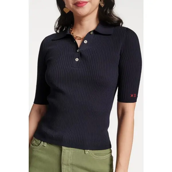 FRANCES VALENTINE Krissy Polo Rib Knit - Navy