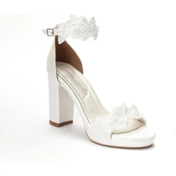 FOREVER & ALWAYS SHOES Isadora Lace Bridal Heel - Ivory