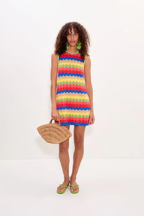 SIMONMILLER Moji Knit Crochet Mini Dress - Tropical Wave
