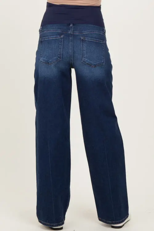 PINKBLUSH Boyfriend Fit Maternity Jeans - Navy Blue