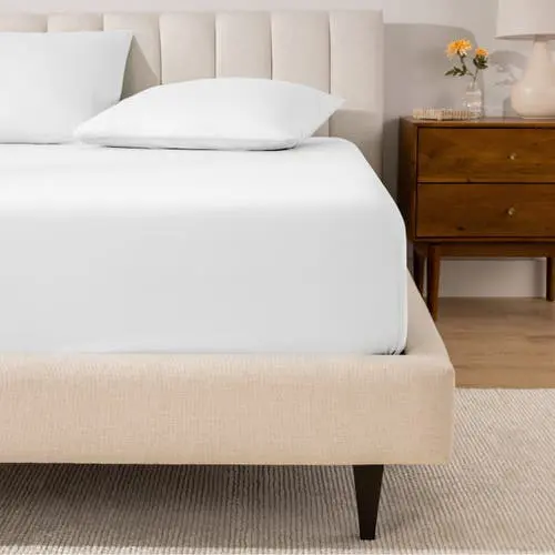 BARE HOME 100% Organic Cotton Percale Cooling Fitted Sheetfull Xl - White