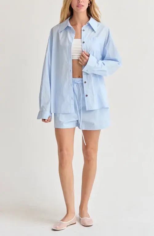 CRESCENT Oversized Poplin Shirt Two-piece Set - Light Blue