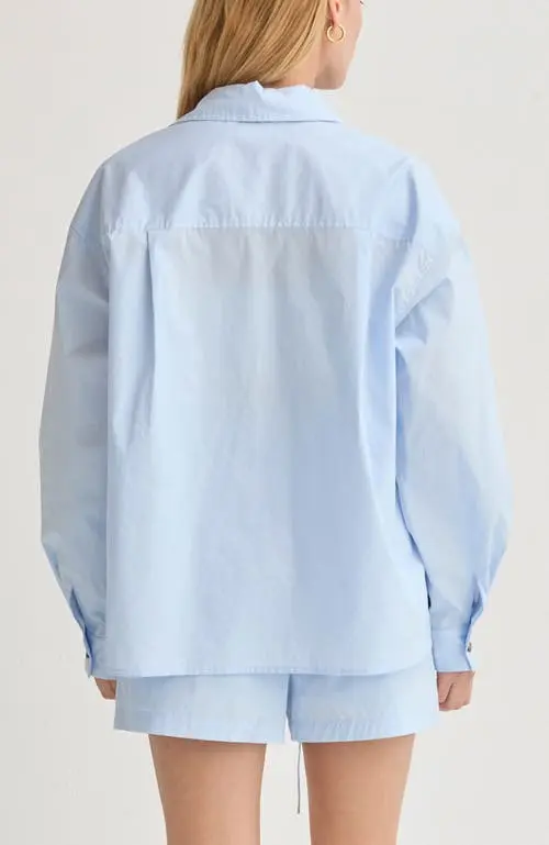 CRESCENT Oversized Poplin Shirt Two-piece Set - Light Blue