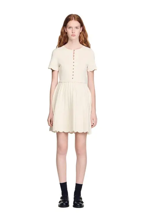 Sandro Pointelle Knit Short Dress
