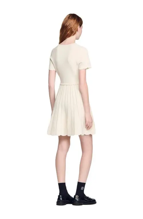 Sandro Pointelle Knit Short Dress