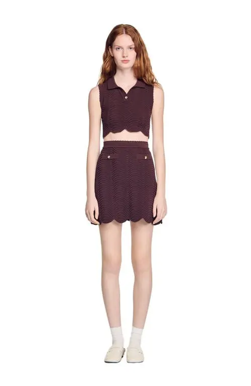 Sandro Short Knit Skirt - Brown