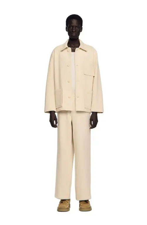 Sandro Cotton Worker Jacket - Ecru