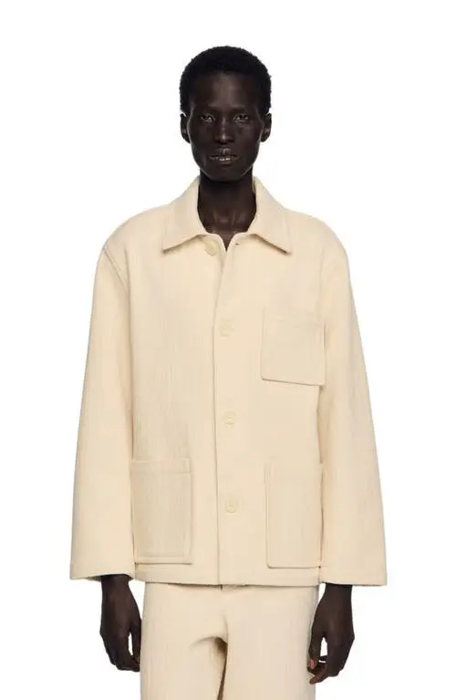 Sandro Cotton Worker Jacket - Ecru