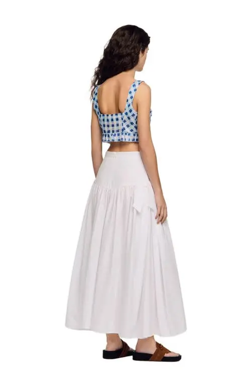 Sandro Gingham Linen Crop Top