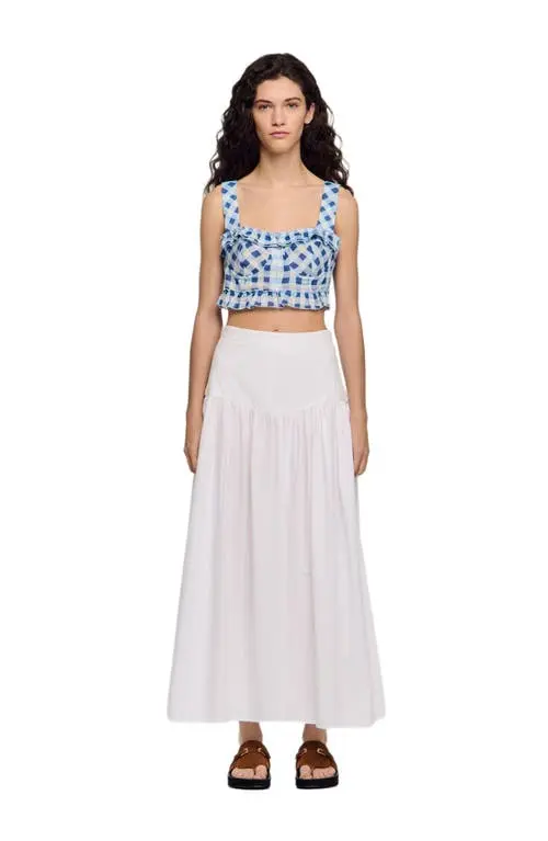 Sandro Gingham Linen Crop Top