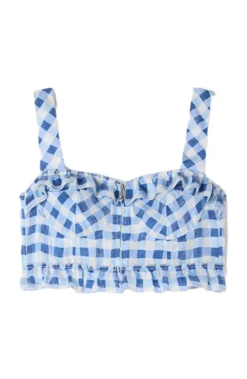 Sandro Gingham Linen Crop Top